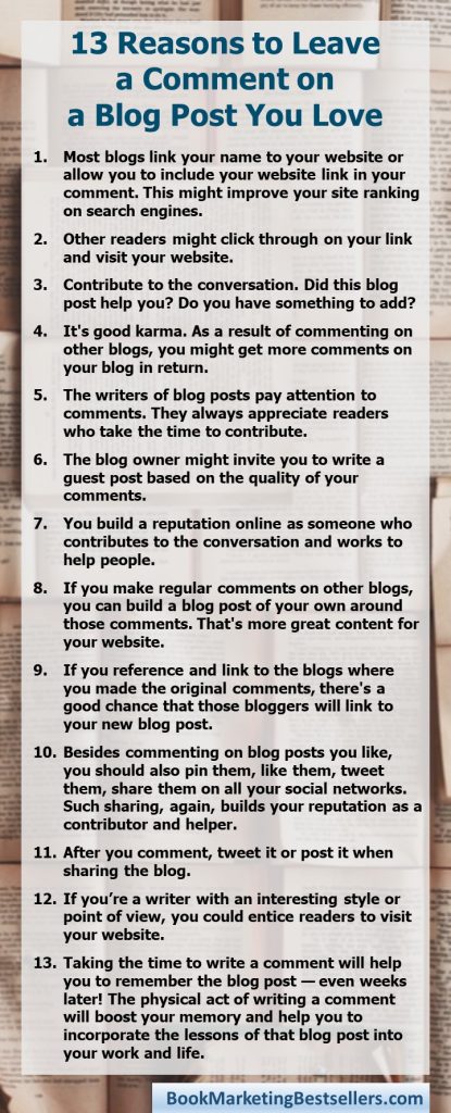 13 Reasons to Leave a Comment on a Blog Post You Love – Book Marketing ...